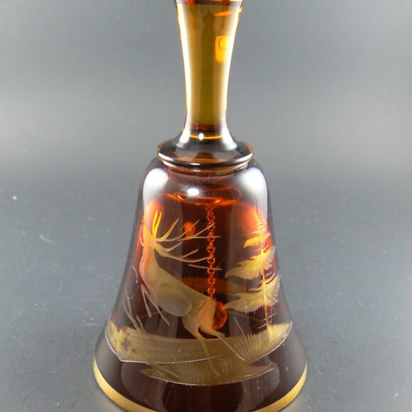 Other | Vintage Amber Etched Glass Bell | Poshmark